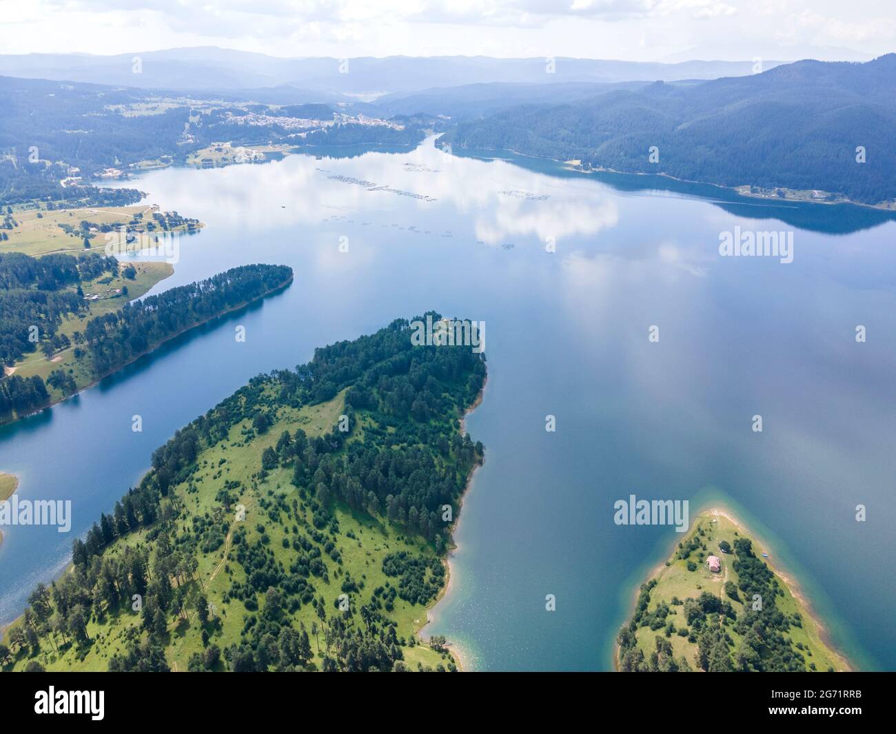 Amazing Aerial view of Dospat Reservoir, Smolyan Region, Bulgaria Stock ...