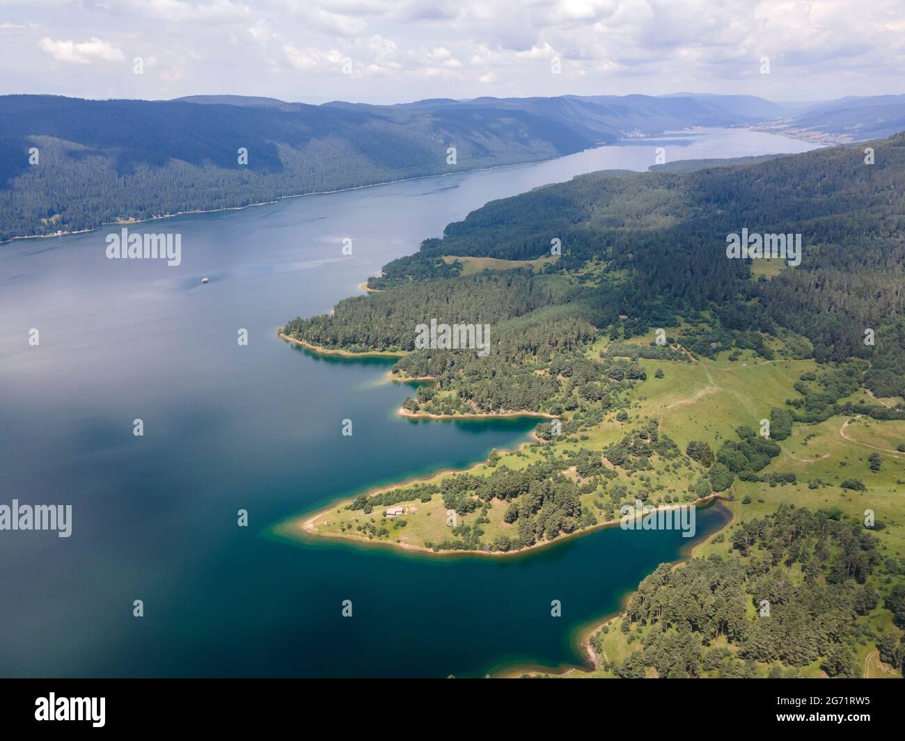 Amazing Aerial view of Dospat Reservoir, Smolyan Region, Bulgaria Stock ...