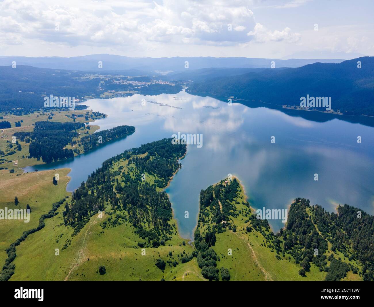 Amazing Aerial view of Dospat Reservoir, Smolyan Region, Bulgaria Stock ...