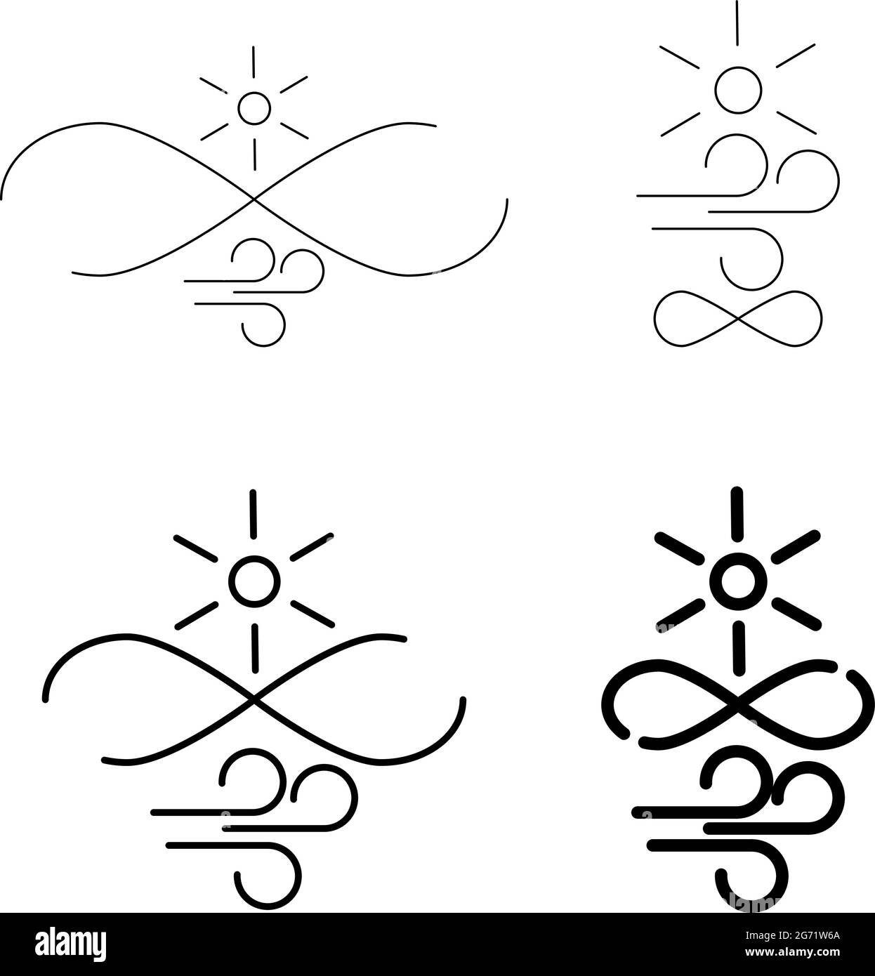 Set of natural resource vector logo icon with sun, wind and infinity ...