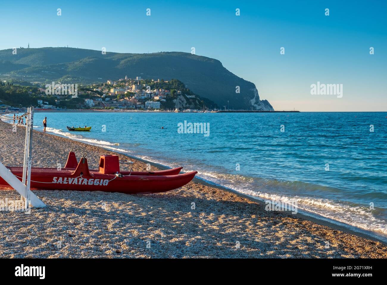 Lifeguard are important at the beach. Numana, Ancona Province, Marche ...