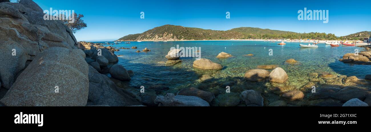 Summer day at Cala Pira, a beautiful bay in the south-east of Sardegna ...