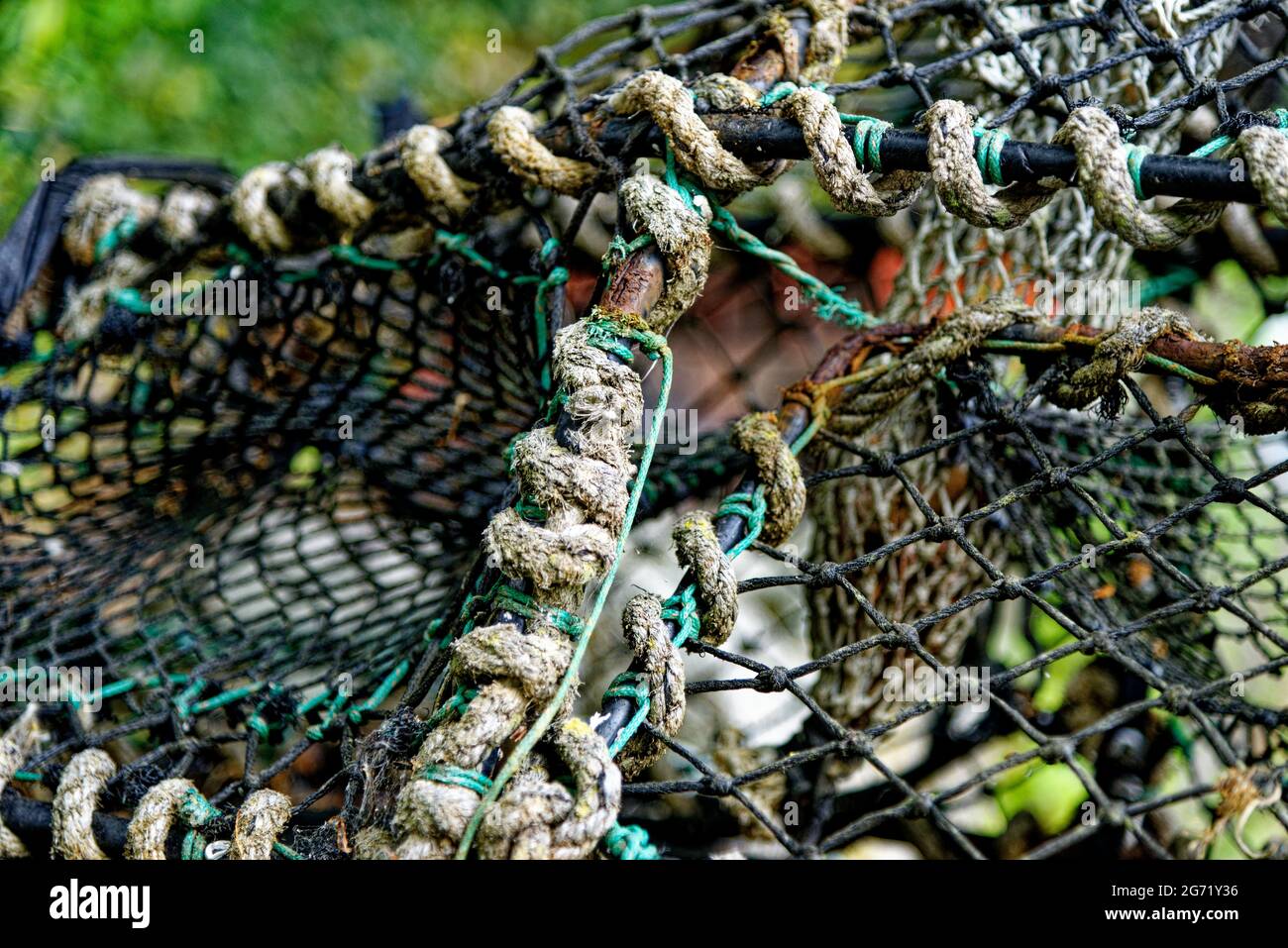 Vintage trawl - Close up of fish trap for lobster and crab fishing ...