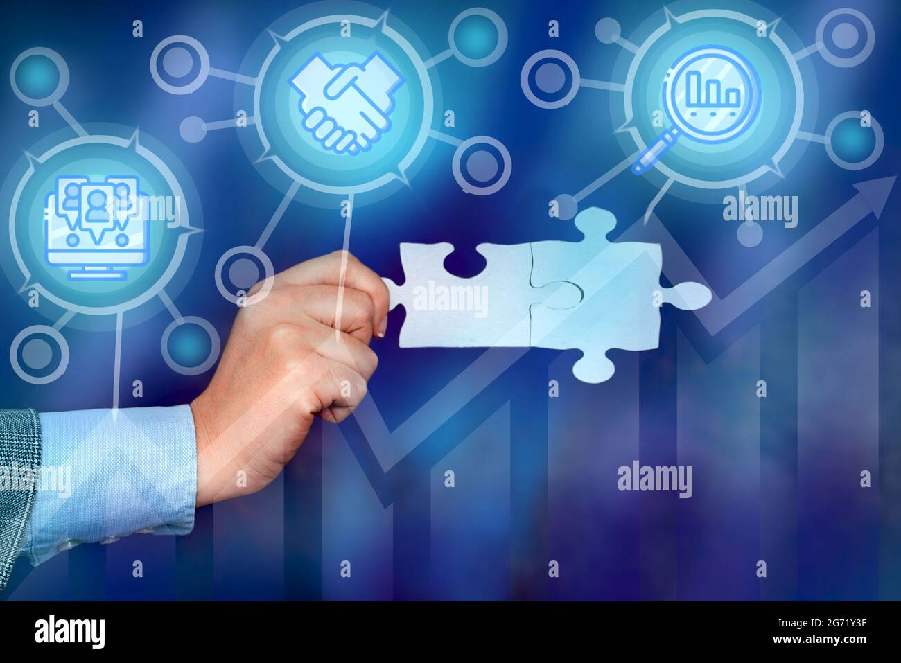 Hand Holding Jigsaw Puzzle Piece Unlocking New Futuristic Technologies ...