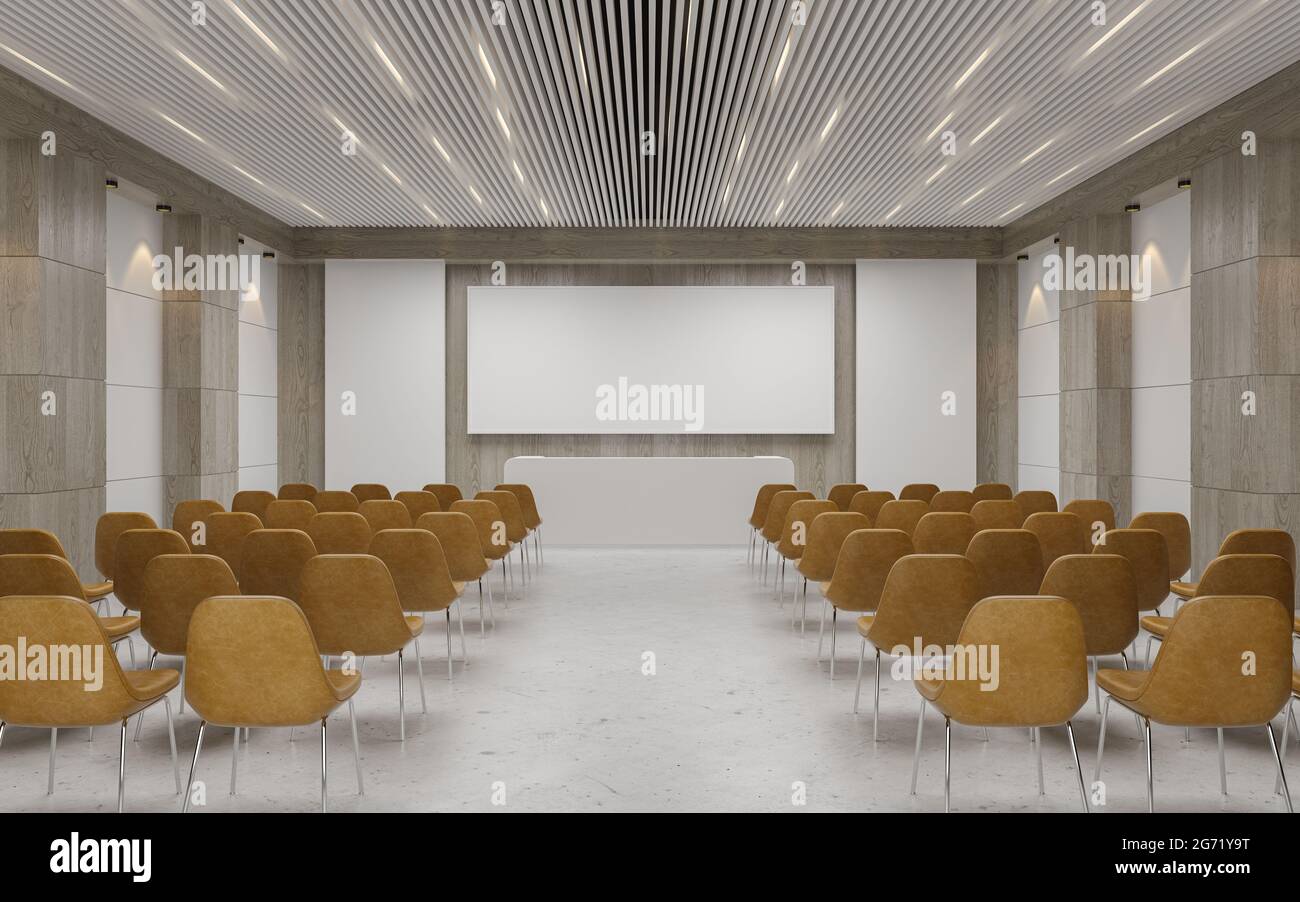 Empty auditorium room interior with screen 3 D rendering Stock Photo ...