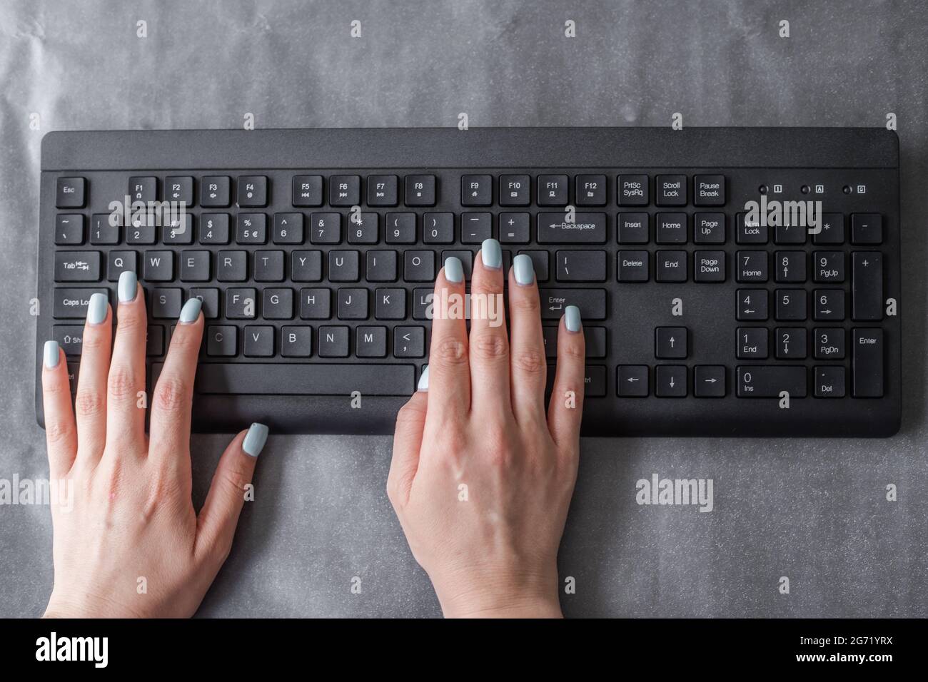 Lady Hands Pointing Pressing Computer Keyboard Keys Typewriting New ...