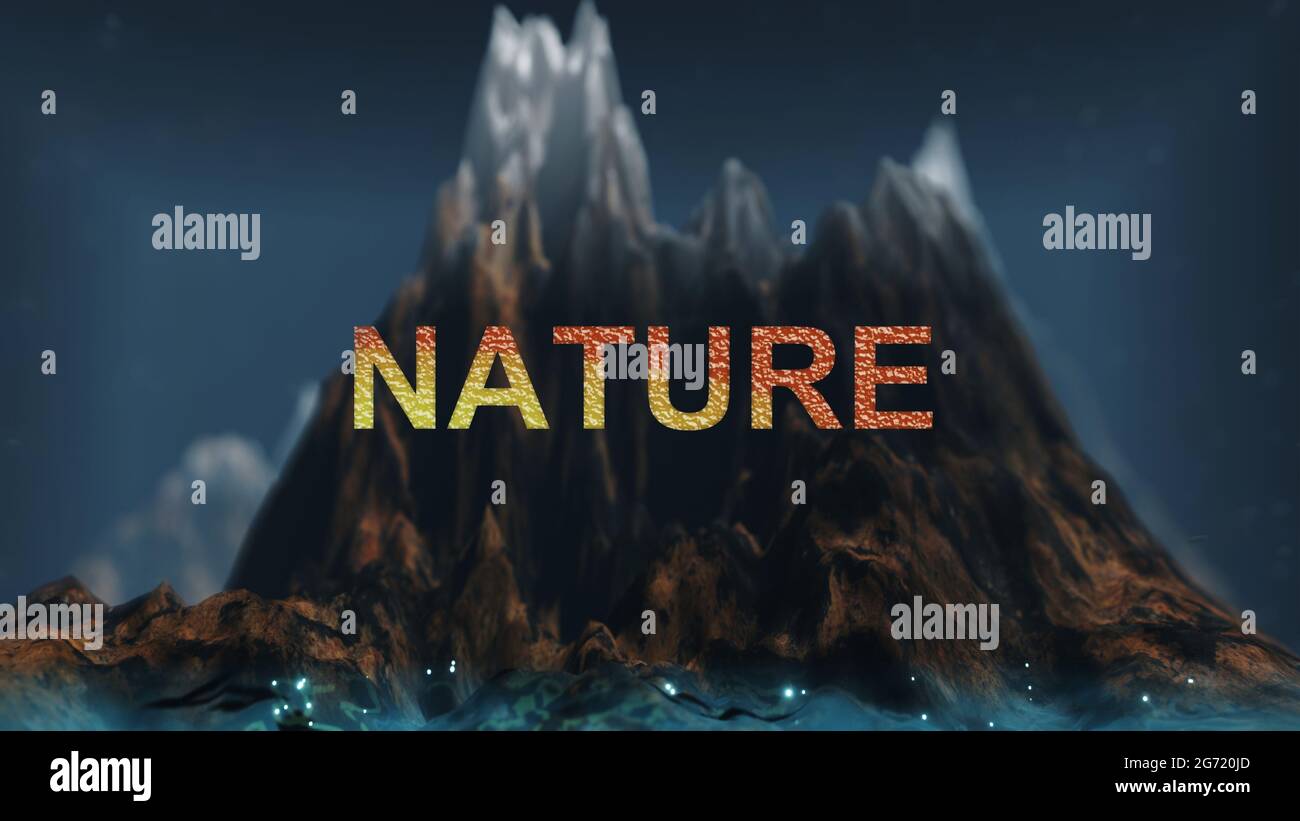 3d rendering of text NATURE in front of mountain background Stock Photo ...