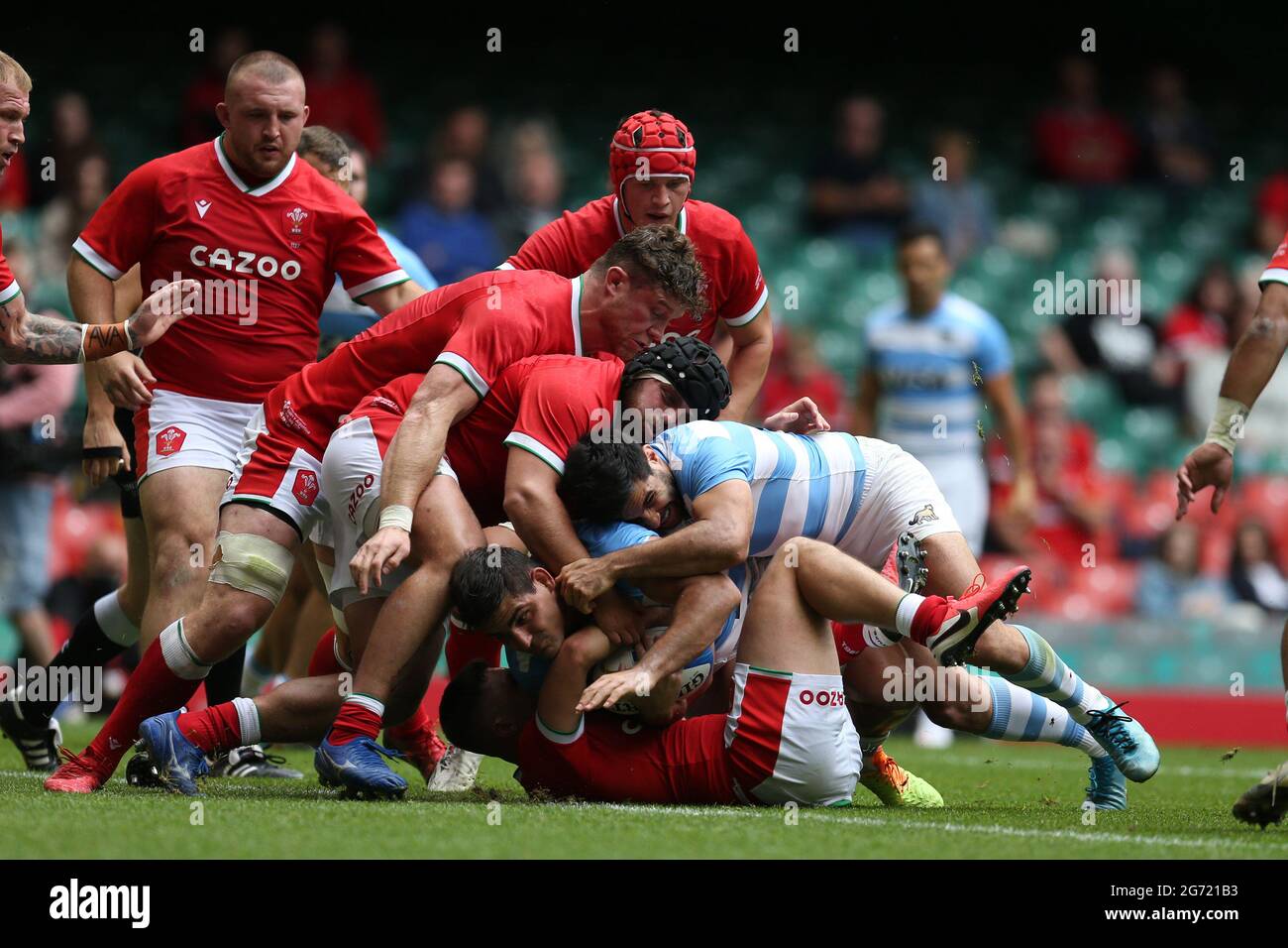 Cardiff, UK. 10th July, 2021. Pablo Matera of Argentina scores his ...