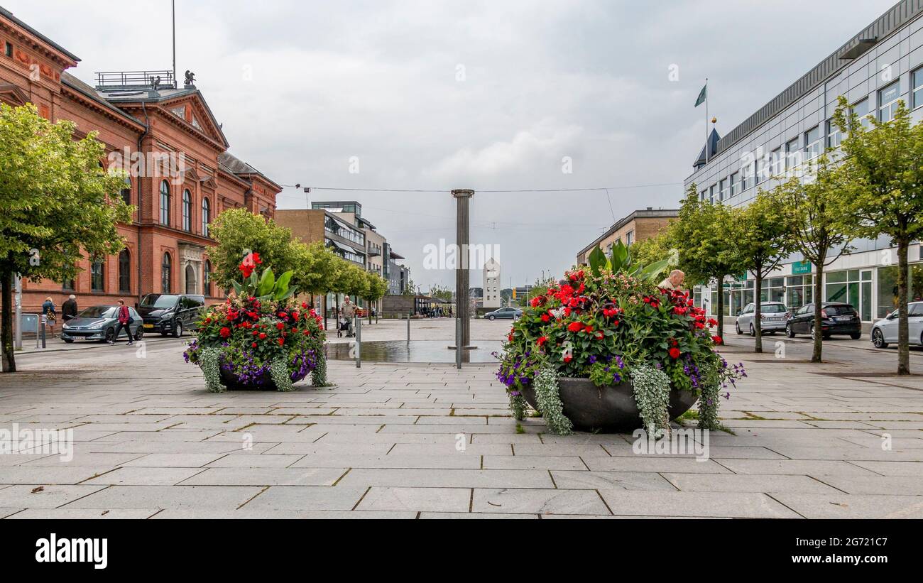 Randers, Denmark - 10-July-2021: The new rainwater basin at Ostervold ...