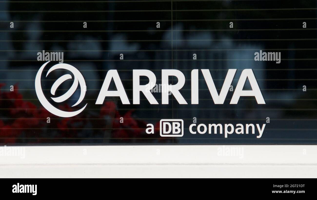 Randers, Denmark - 10 july 2021: The logo of Arriva Sign in Randers ...