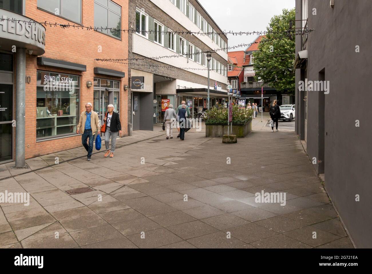 Randers, Denmark - 10 July 2021: People on the street in Randers city ...
