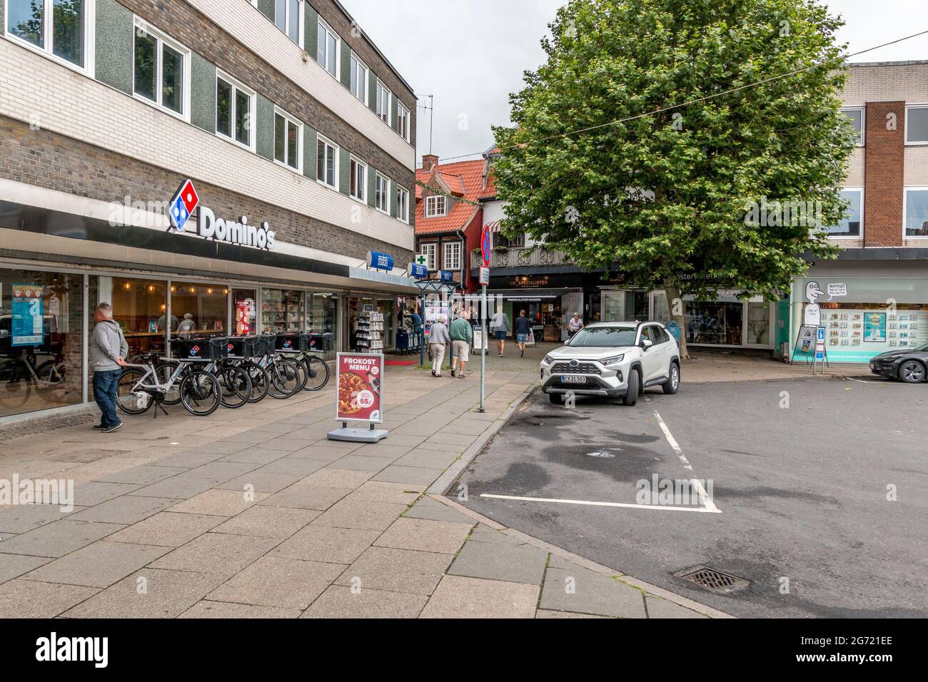Randers, Denmark - 10 July 2021: People on the street in Randers city ...
