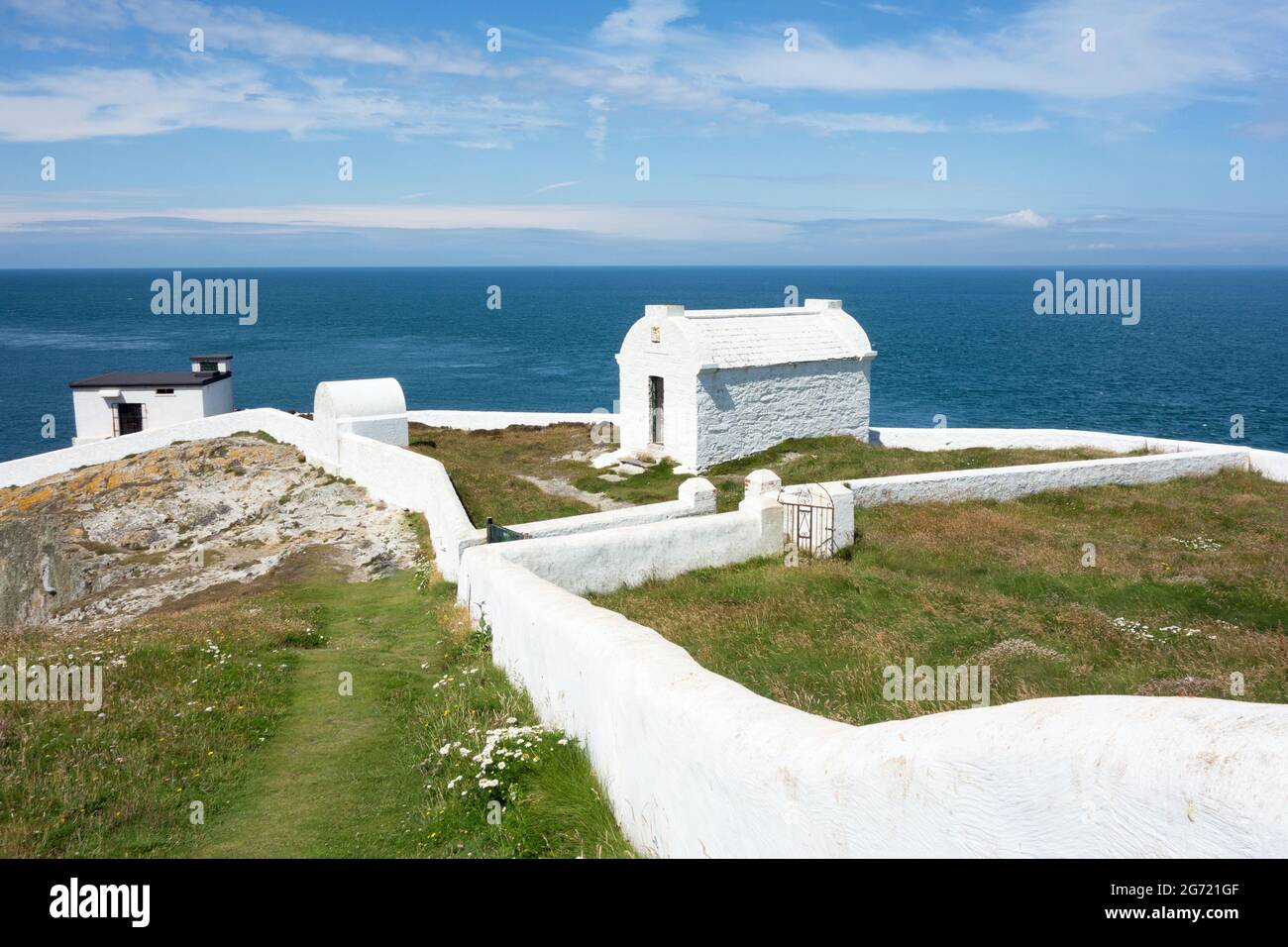North Stack on Holy Island Anglesey Wales is a 19th century fog warning ...
