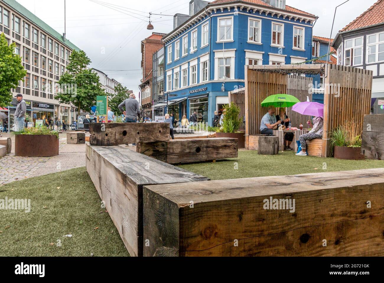 Randers, Denmark - 10 July 2021: The square in front of Randers town ...