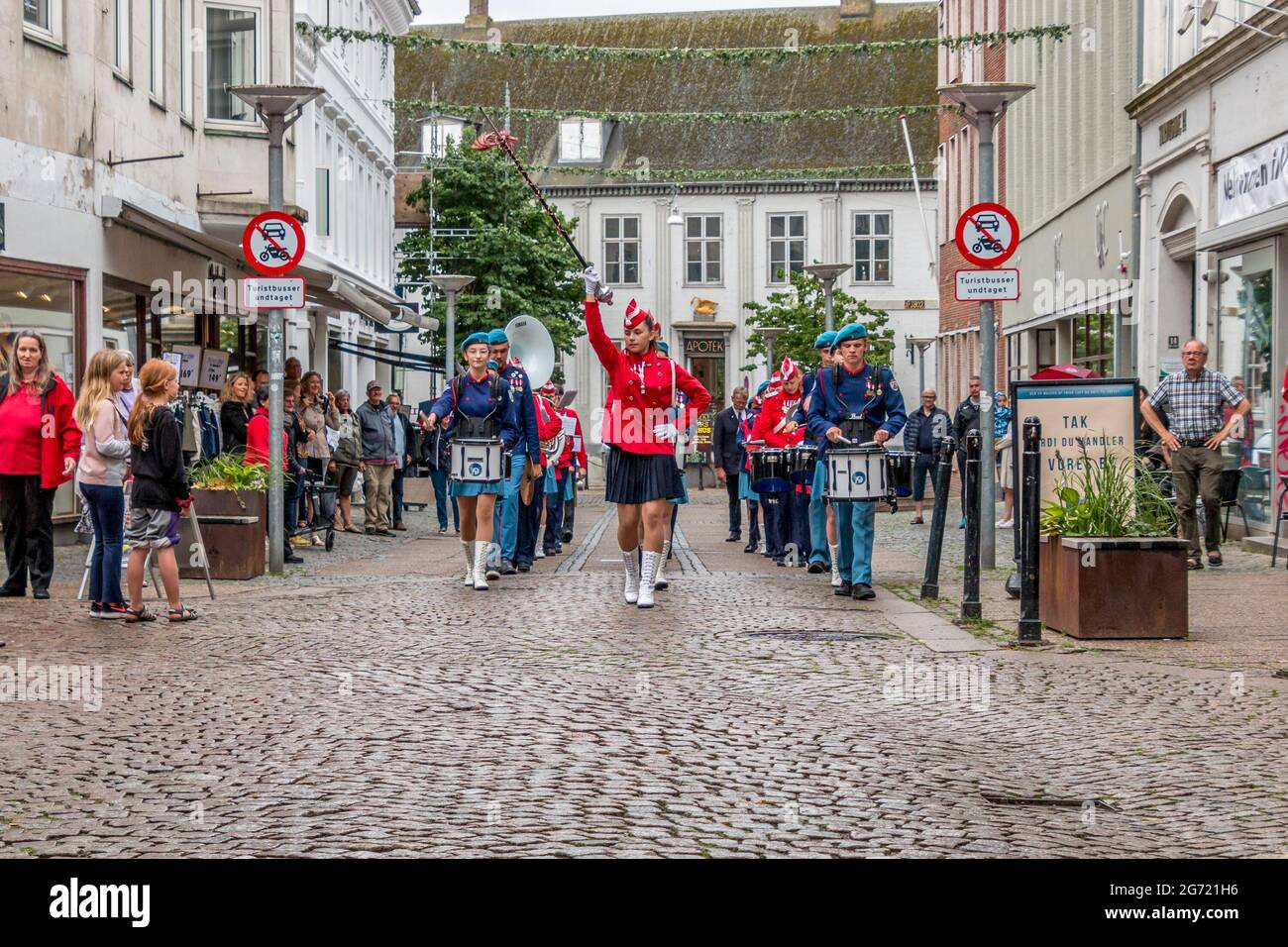 Randers, Denmark - 10 July 2021: Randers Girl Guard plays music on the ...