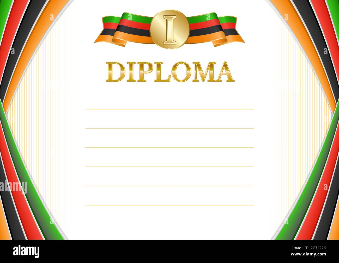 Horizontal frame and border with Zambia flag, template elements for ...