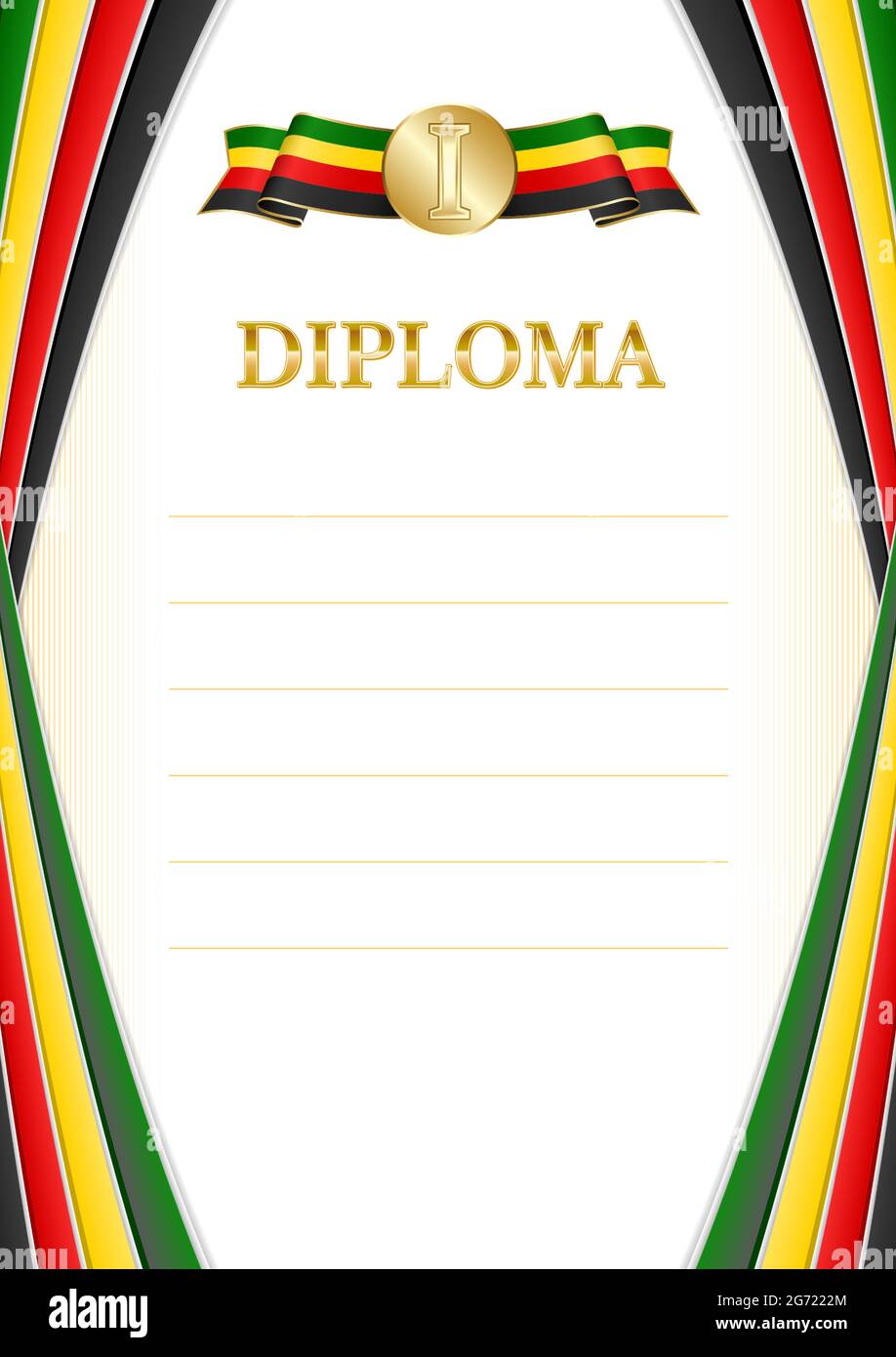 Vertical frame and border with Zimbabwe flag, template elements for ...