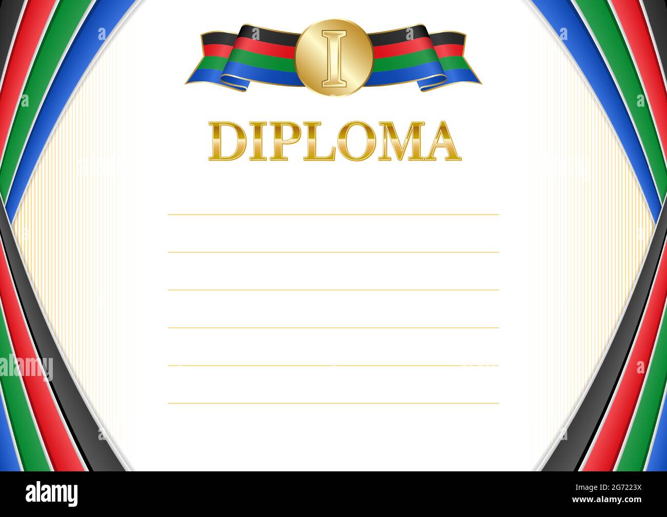 Horizontal frame and border with South Sudan flag, template elements ...