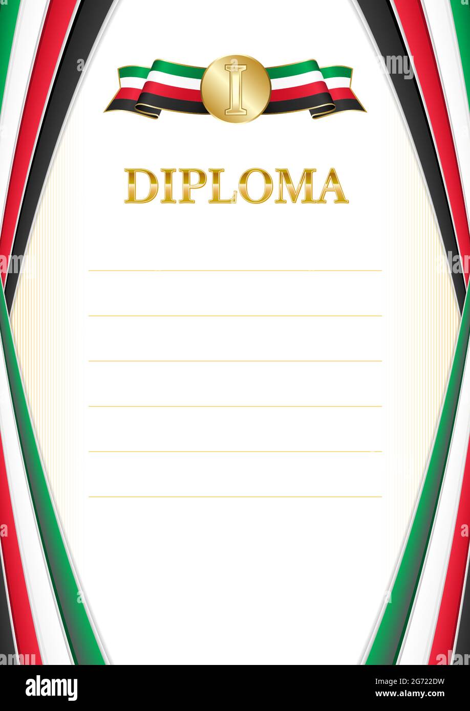 Vertical frame and border with Kuwait flag, template elements for your ...