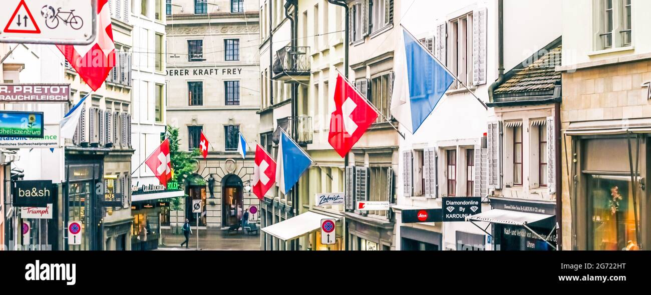 Shopping streets and historic Old Town buildings, shops and luxury ...