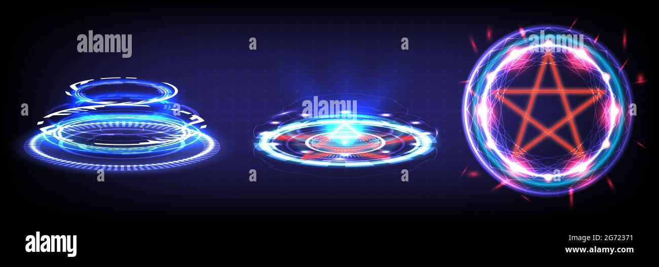 Hologram portal of science futuristic. Sci-fi digital hi-tech ...