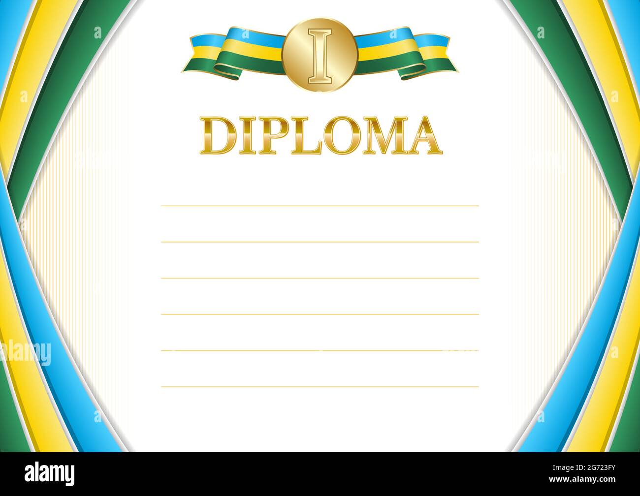 Horizontal frame and border with Rwanda flag, template elements for ...