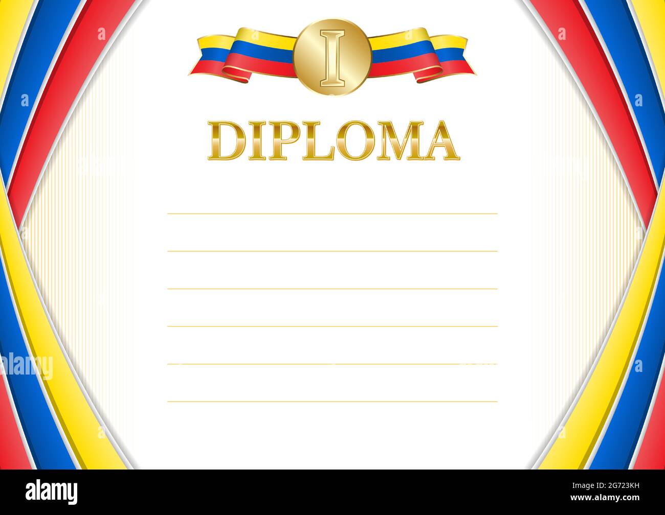 Horizontal frame and border with Ecuador flag, template elements for ...