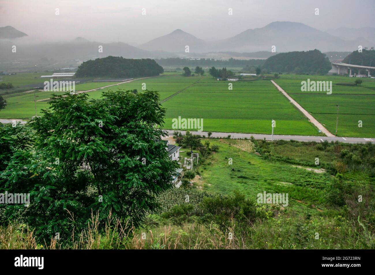 July 10, 2021-Hwacheon, South Korea-A View of civilian control line ...