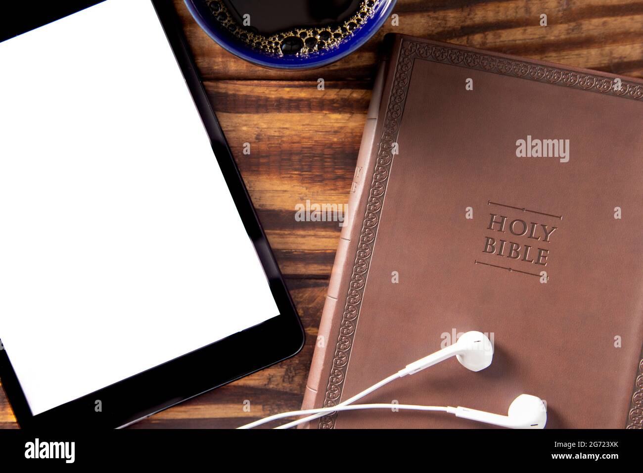 Tablet with a Bible for LIve Streaming Church Services or Bible Study ...