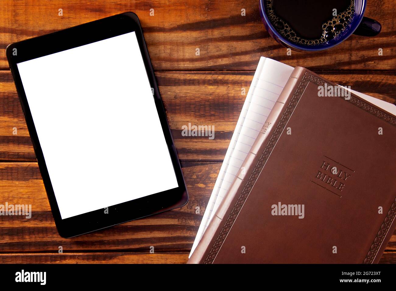 Tablet with a Bible for LIve Streaming Church Services or Bible Study ...