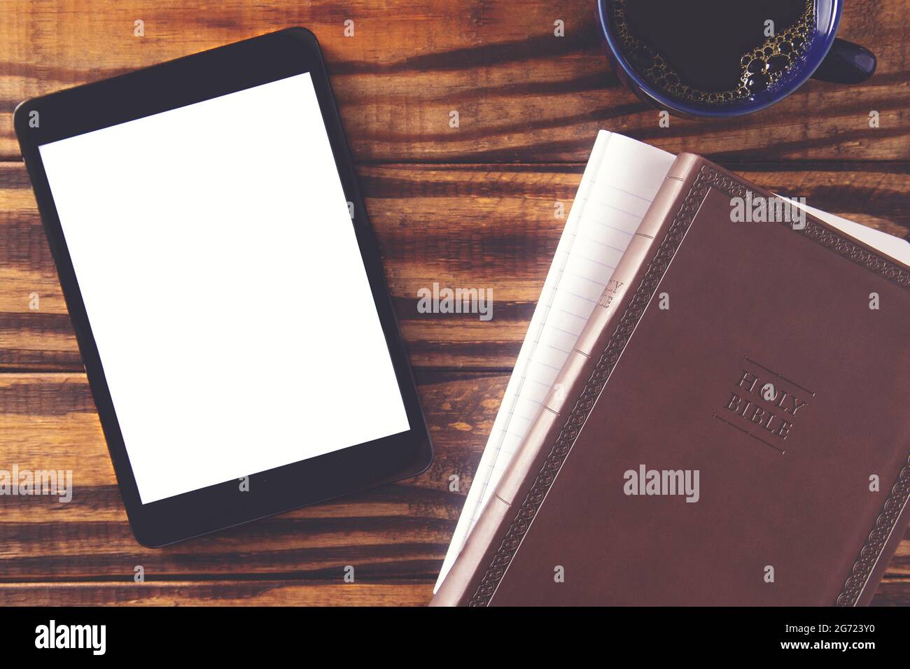 Tablet with a Bible for LIve Streaming Church Services or Bible Study ...