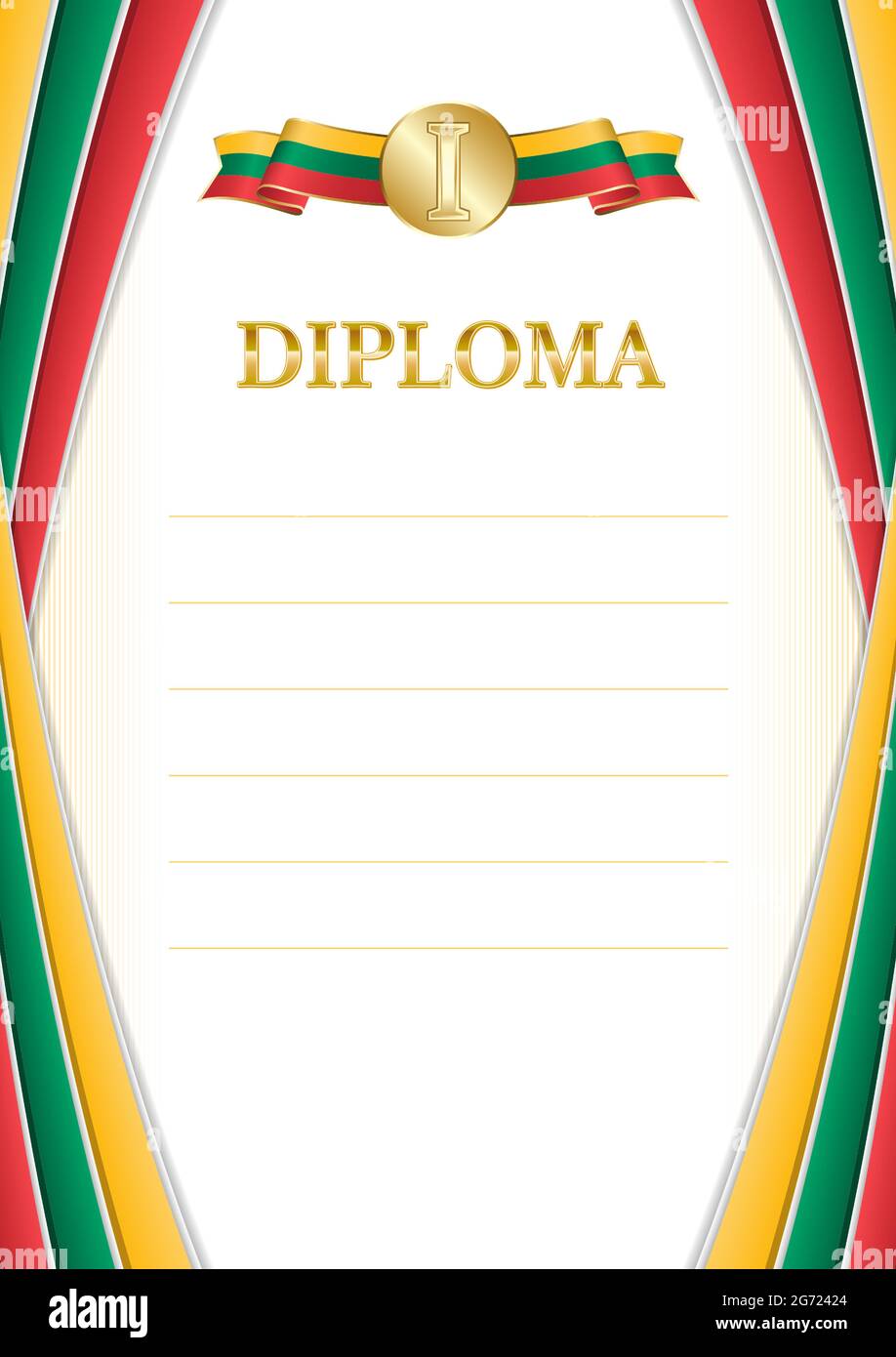 Vertical frame and border with Lithuania flag, template elements for ...