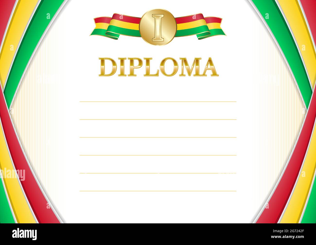 Horizontal frame and border with Guinea-Bissau flag, template elements ...