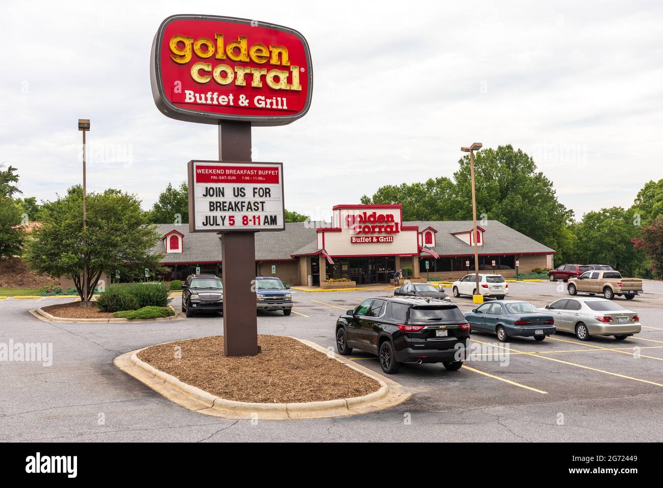 HICKORY, NC, USA-7 JULY 2021: A local Golden Corral is one of a ...