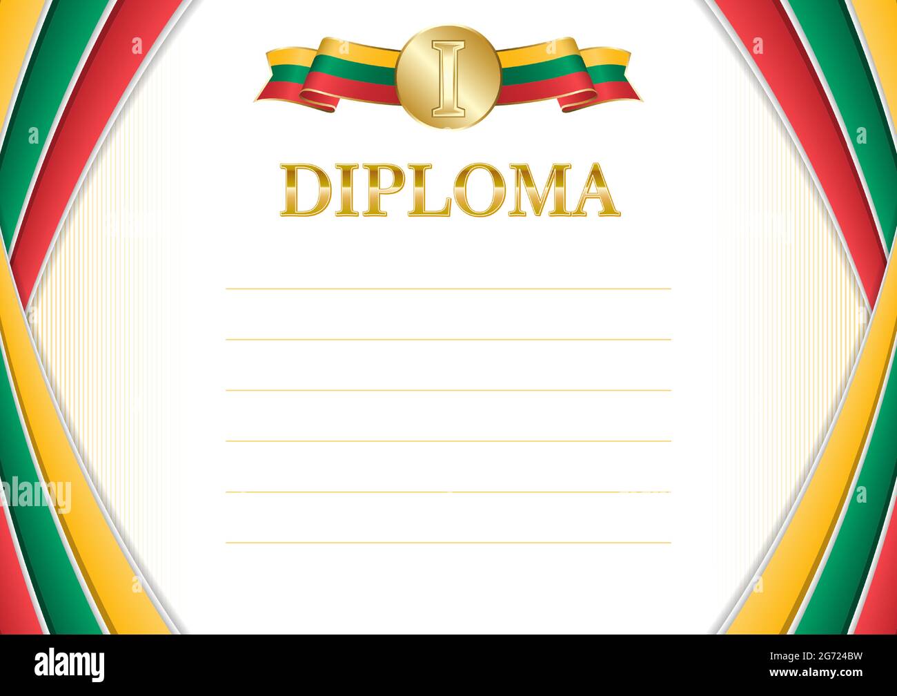 Horizontal frame and border with Lithuania flag, template elements for ...
