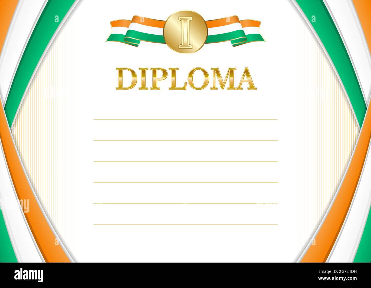Horizontal frame and border with Ivory Coast flag, template elements ...