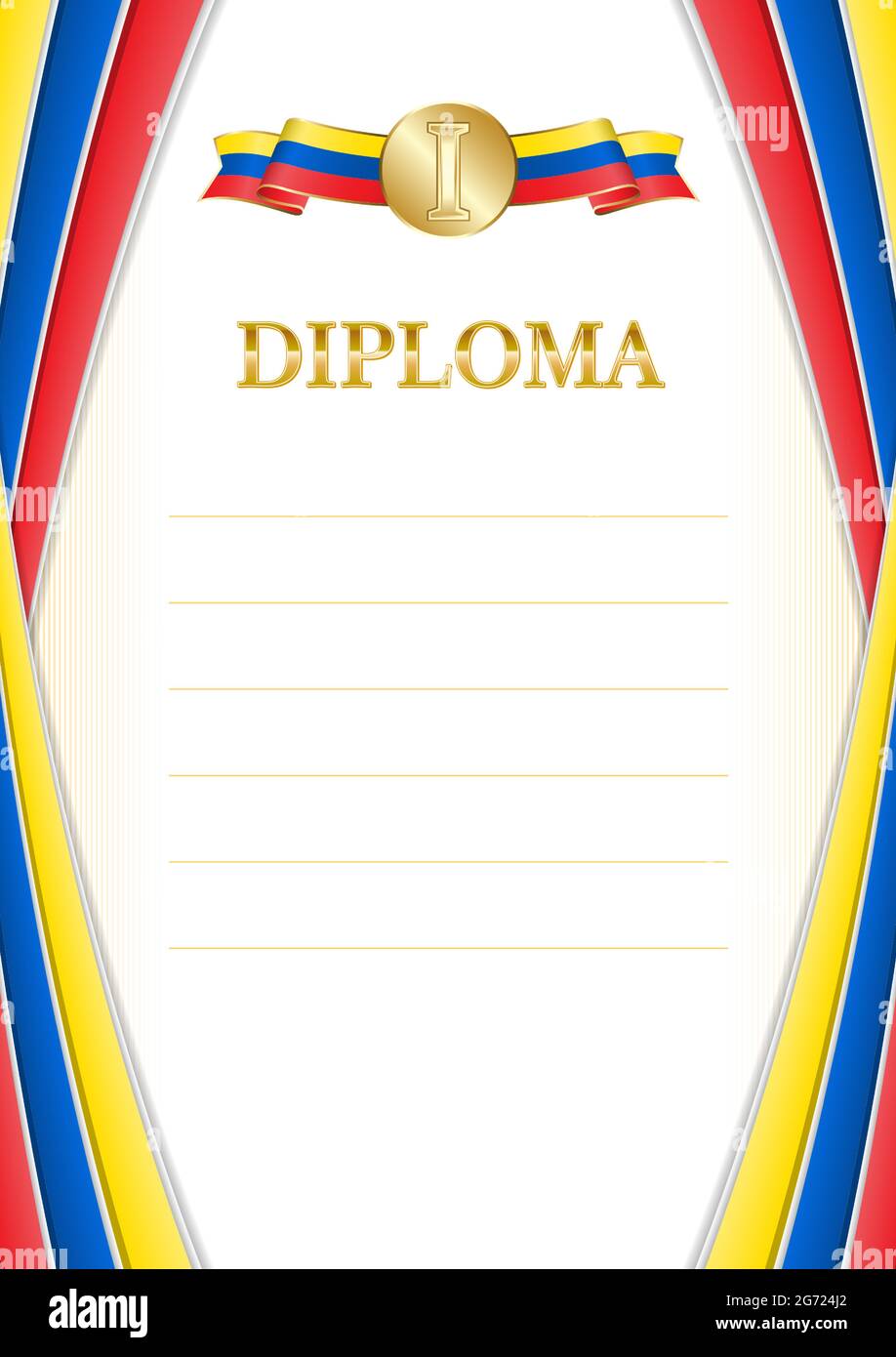 Vertical frame and border with Ecuador flag, template elements for your ...