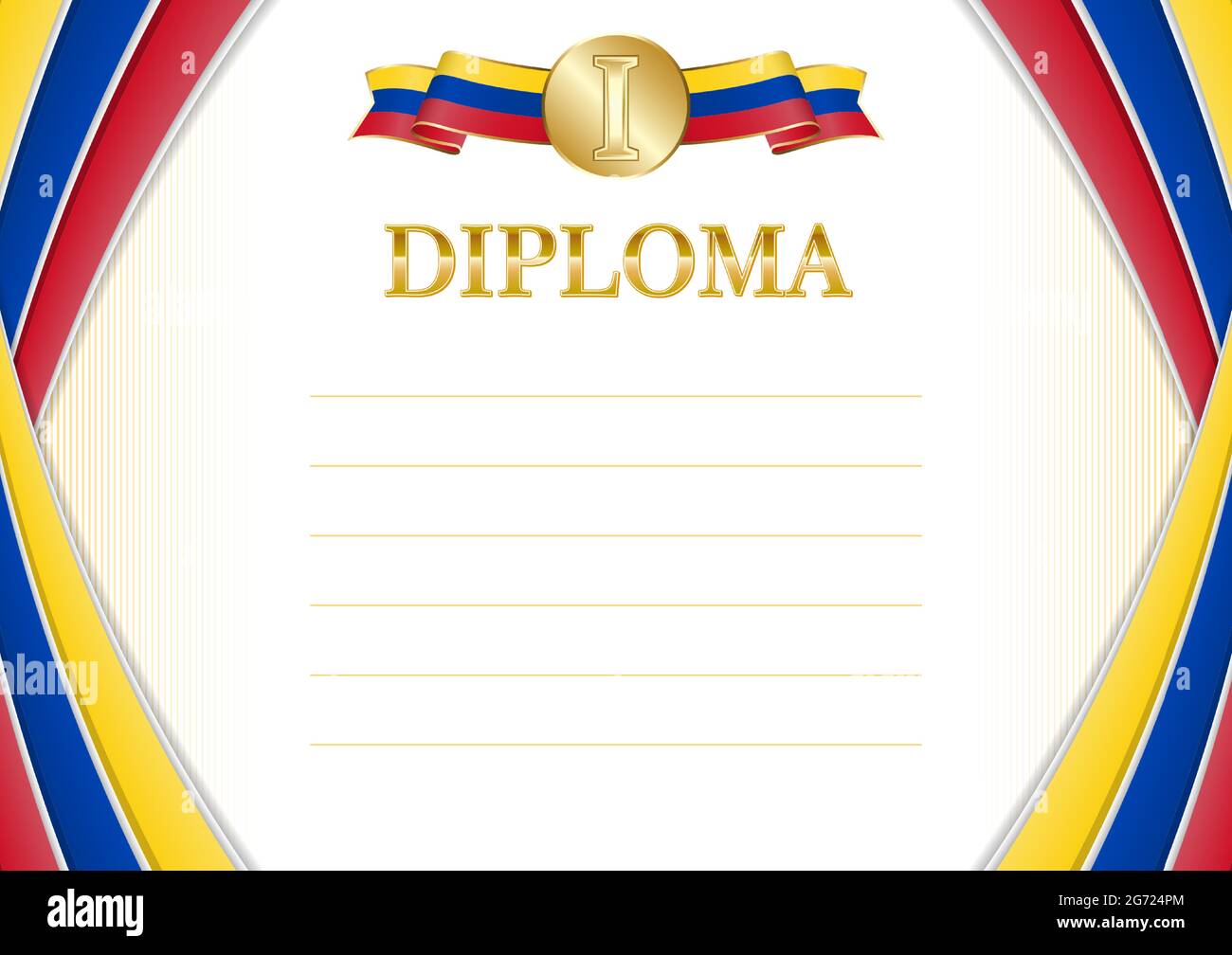 Horizontal frame and border with Colombia flag, template elements for ...