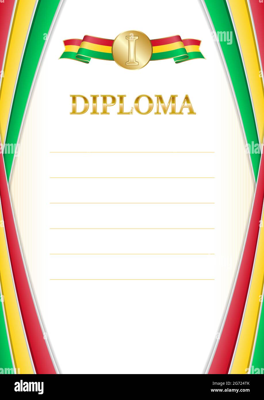 Vertical frame and border with Guyana flag, template elements for your ...