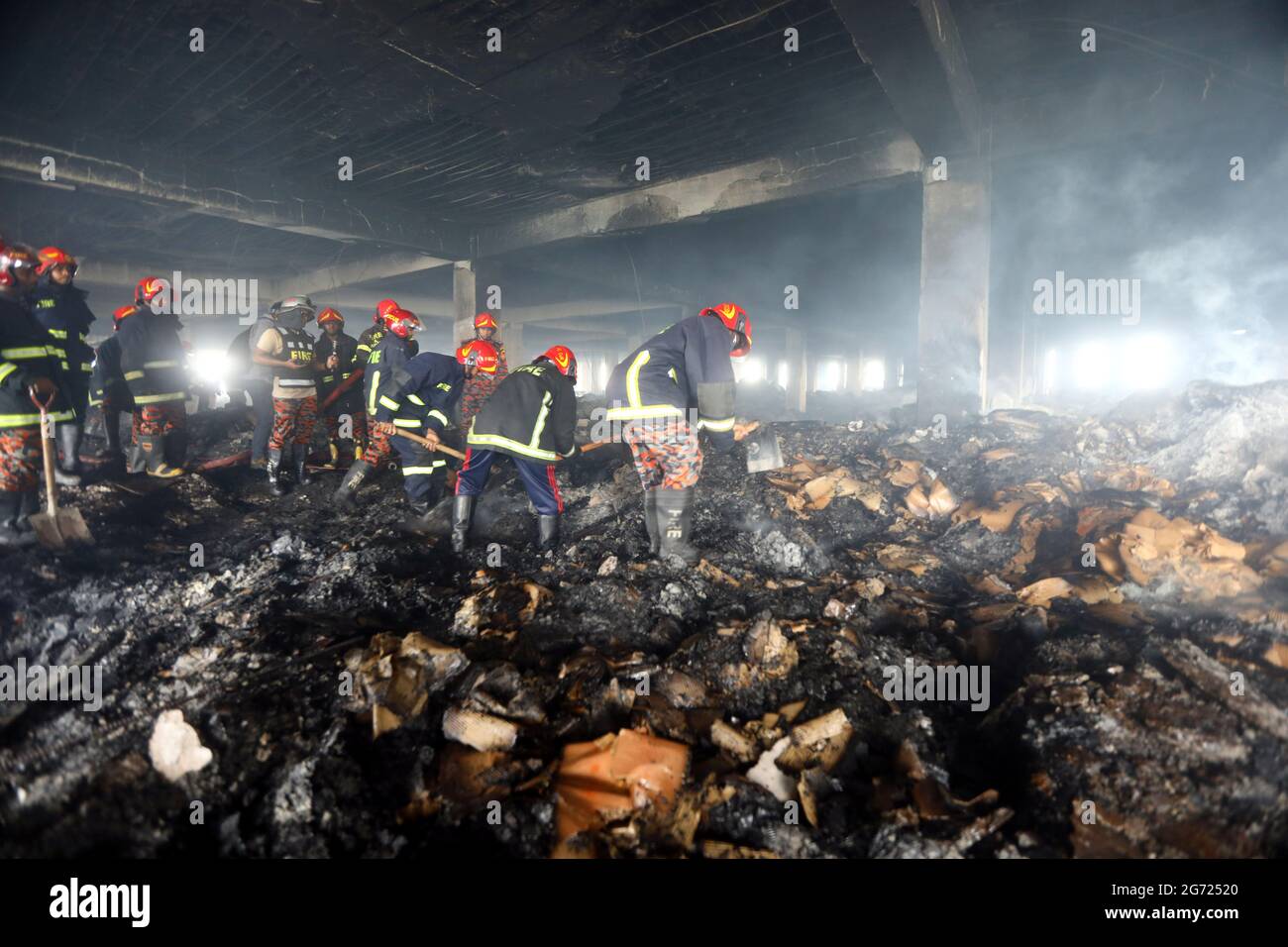 July 10, 2021.Dhaka,Bangladesh: Bangladeshi firefighters remove fire in ...