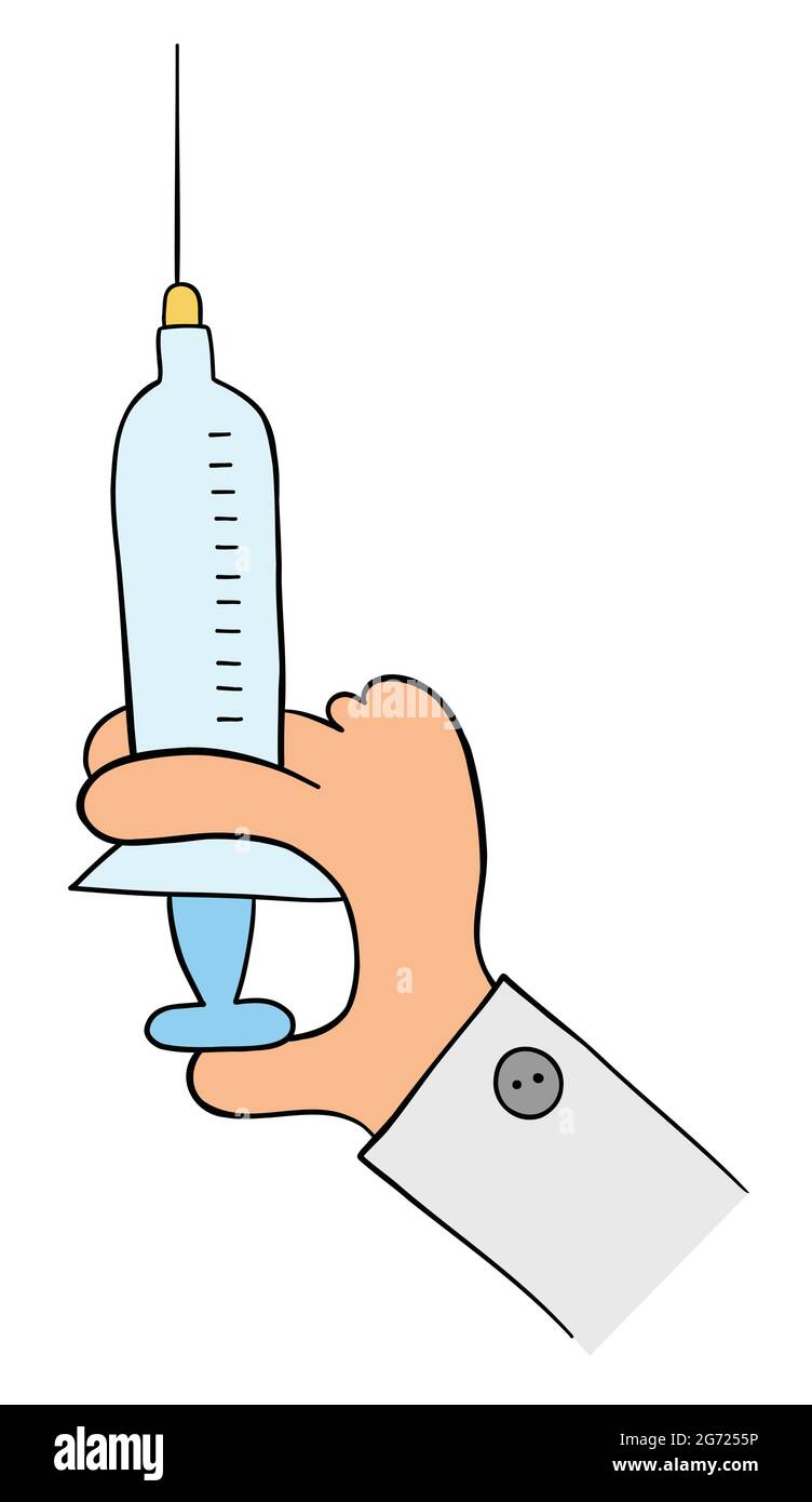 Cartoon doctor or vet holding syringe, vector illustration. Colored and ...