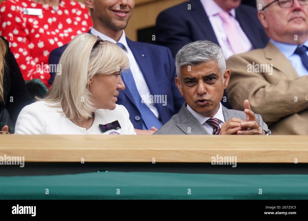 Sadiq Khan in the Royal Box at Centre Court on day twelve of Wimbledon ...