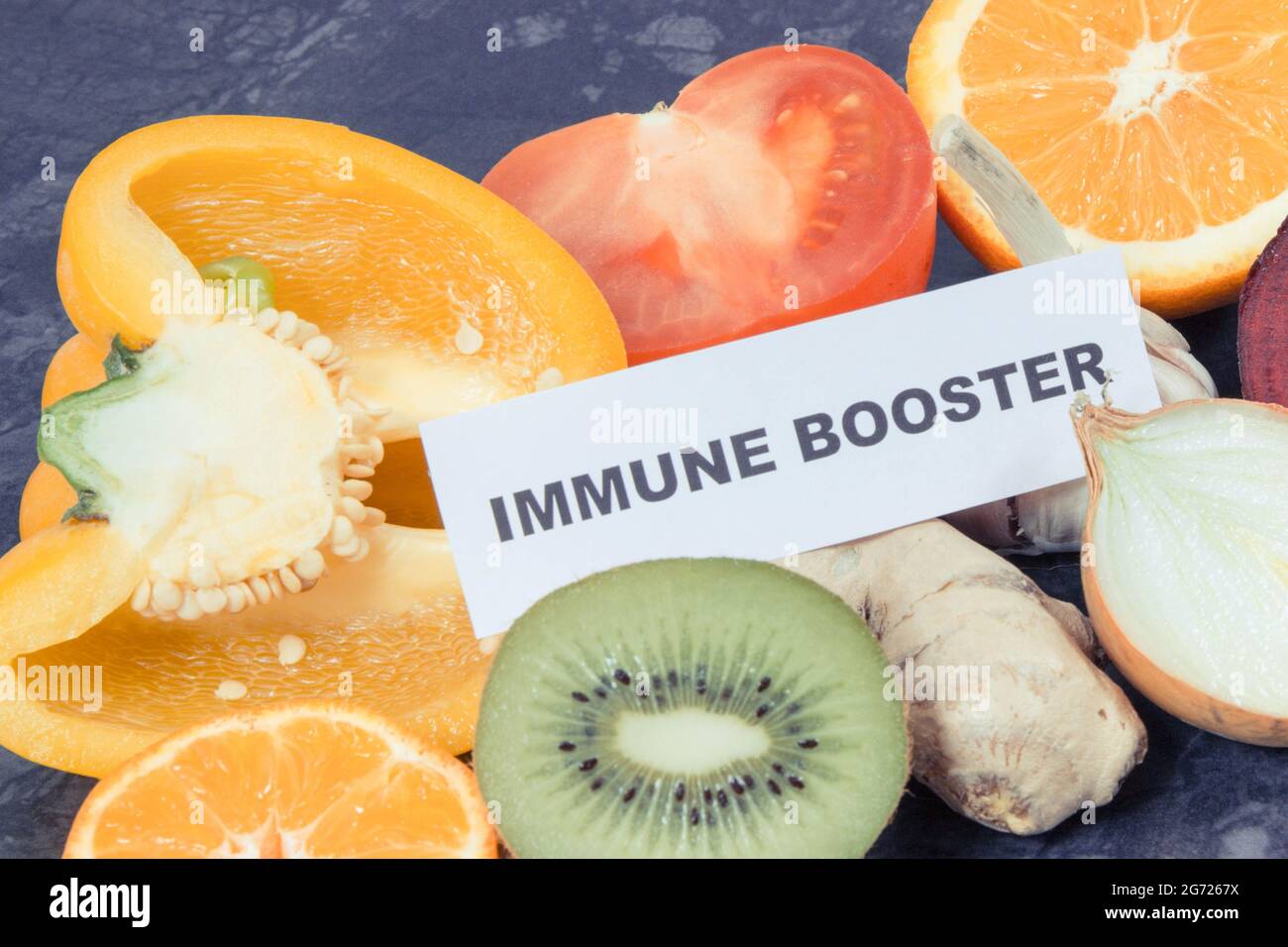 Fresh fruits and vegetables containing healthy vitamins, minerals and ...