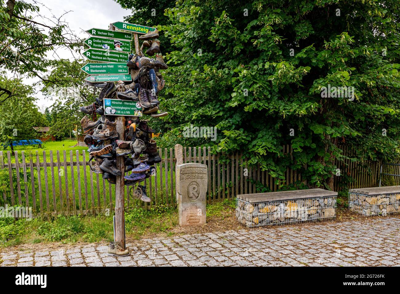 The start of the Rennsteig hike in Thuringia at Eisenach Stock Photo ...