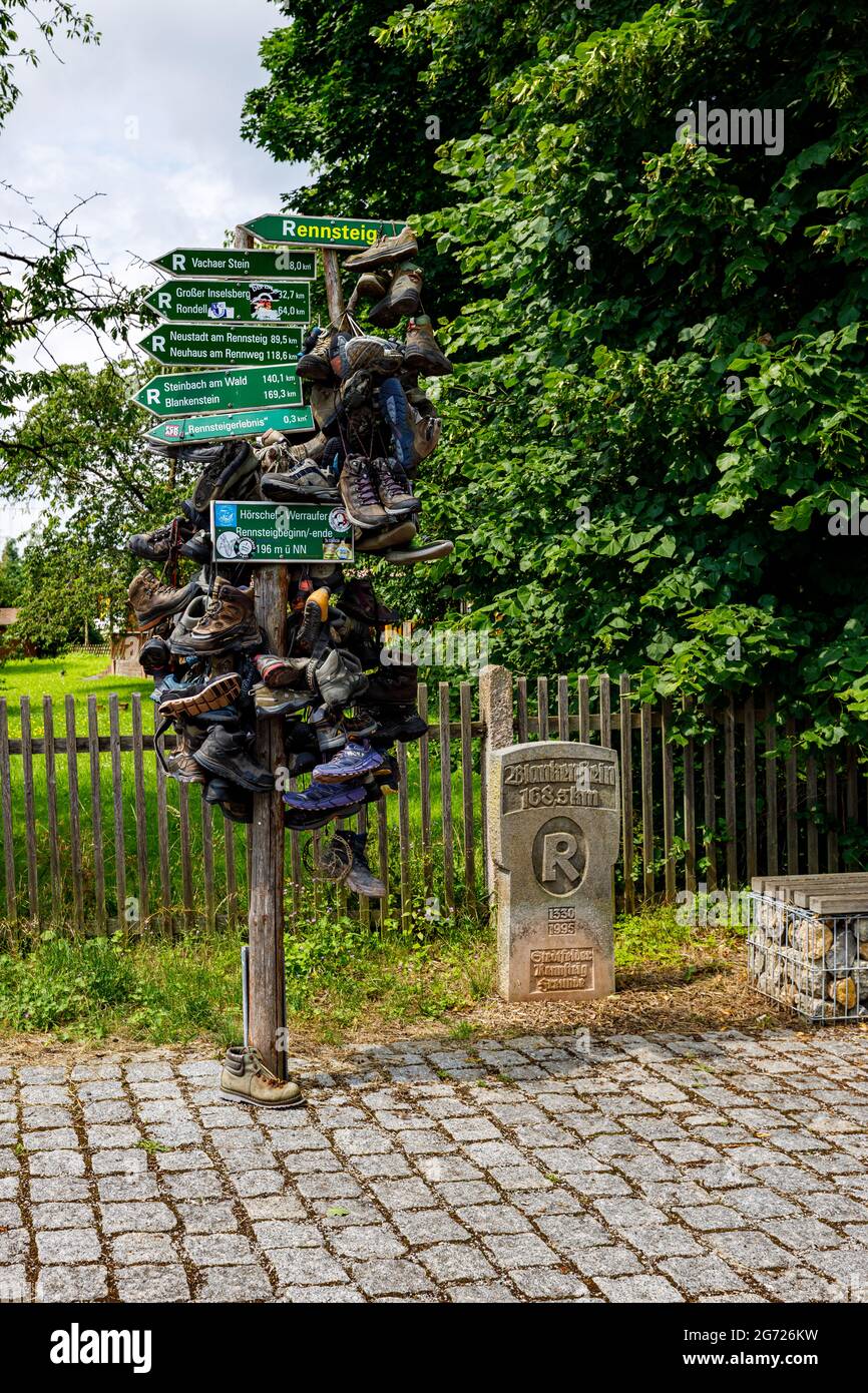 The start of the Rennsteig hike in Thuringia at Eisenach Stock Photo ...