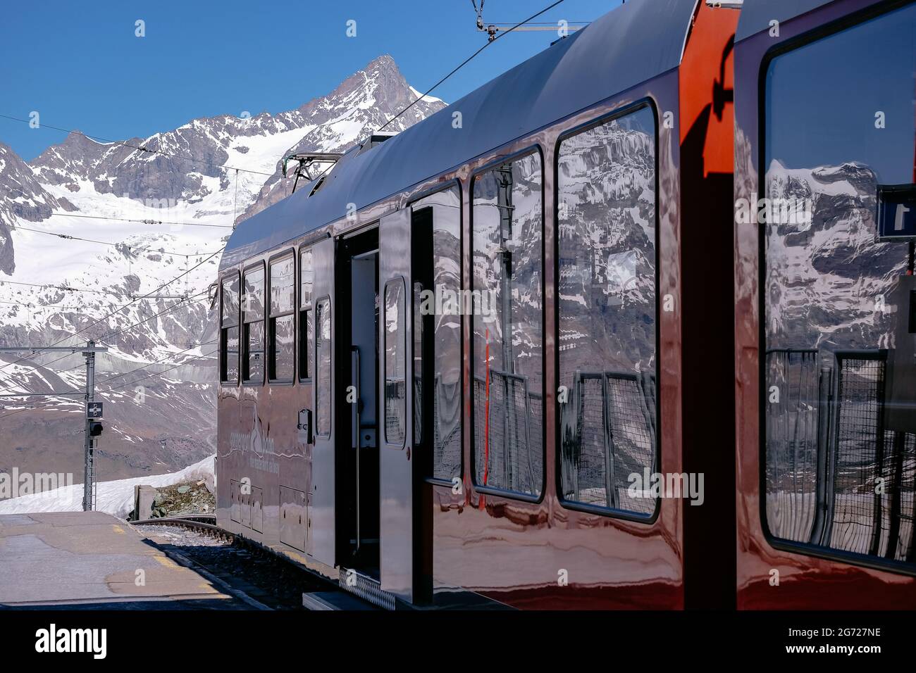 Gornergrat Bahn the Matterhorn railway Iconic Red Train - Zermatt ...