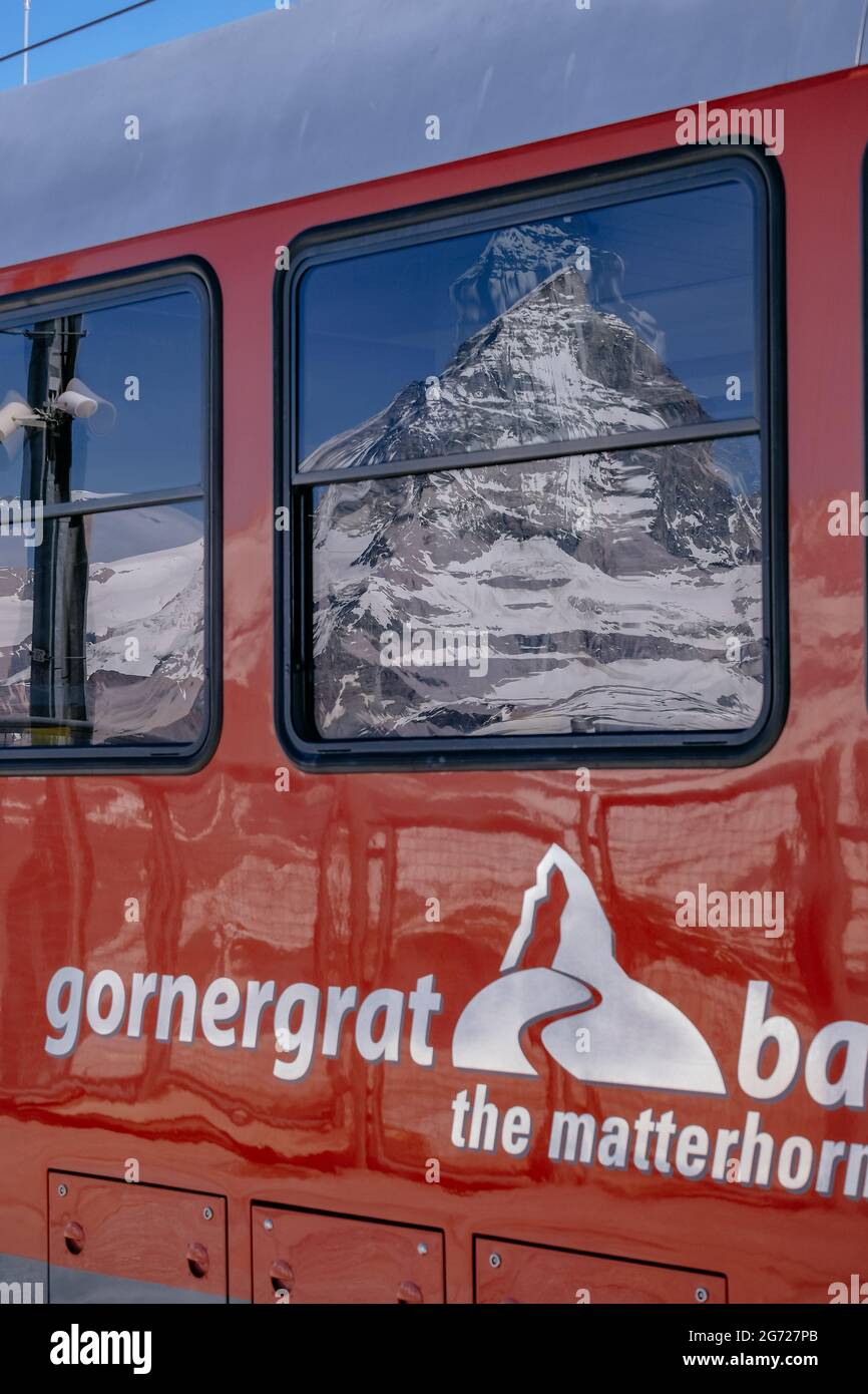 Gornergrat Bahn the Matterhorn railway Iconic Red Train - Zermatt ...