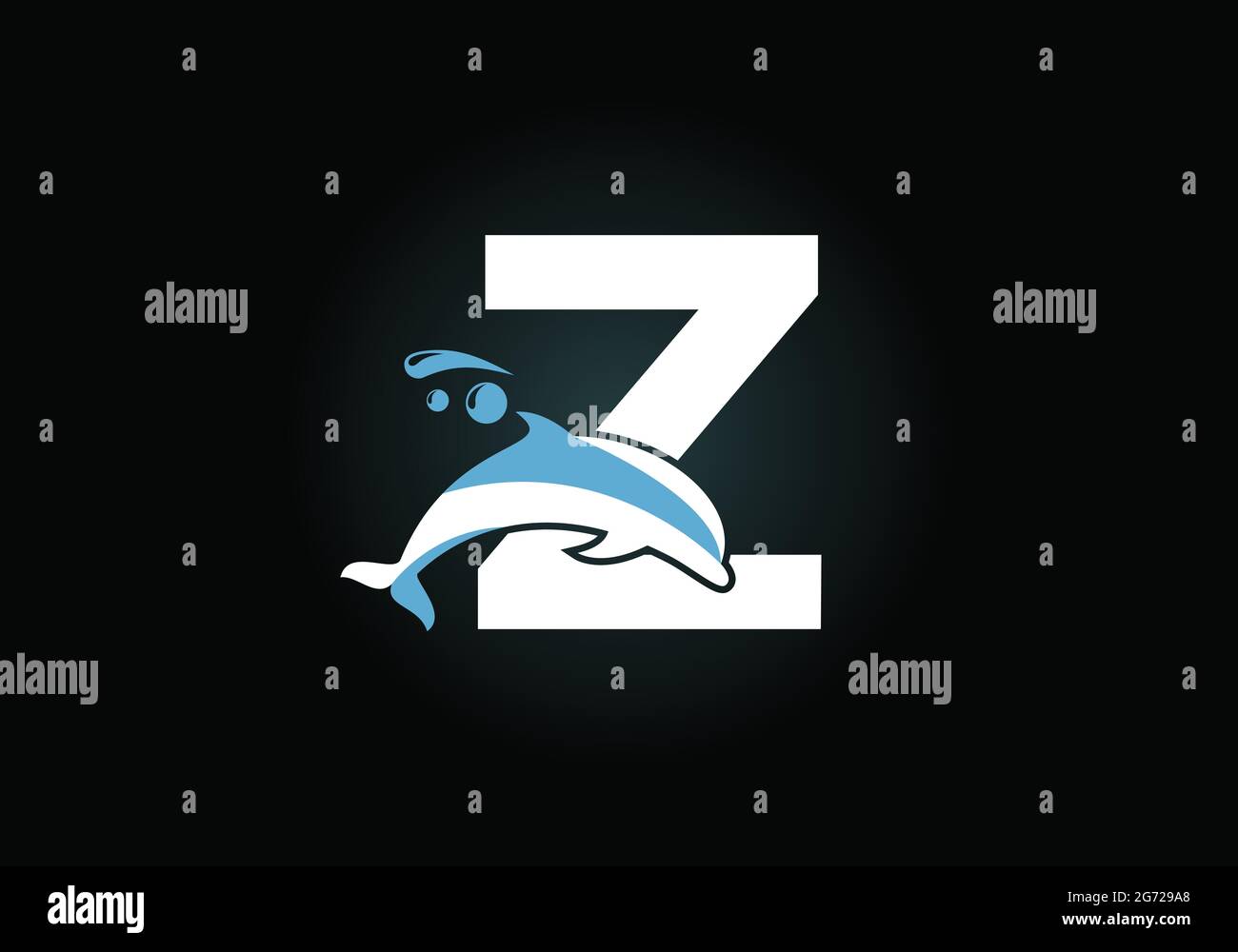 Initial Z monogram letter alphabet with a Dolphin logo design. Water ...