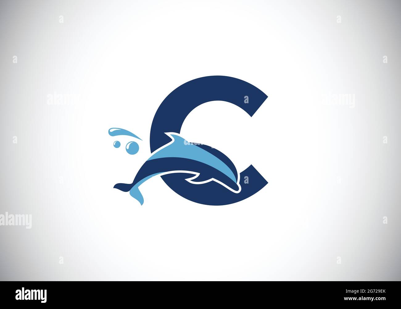 Initial C monogram letter alphabet with a Dolphin logo design. Water ...