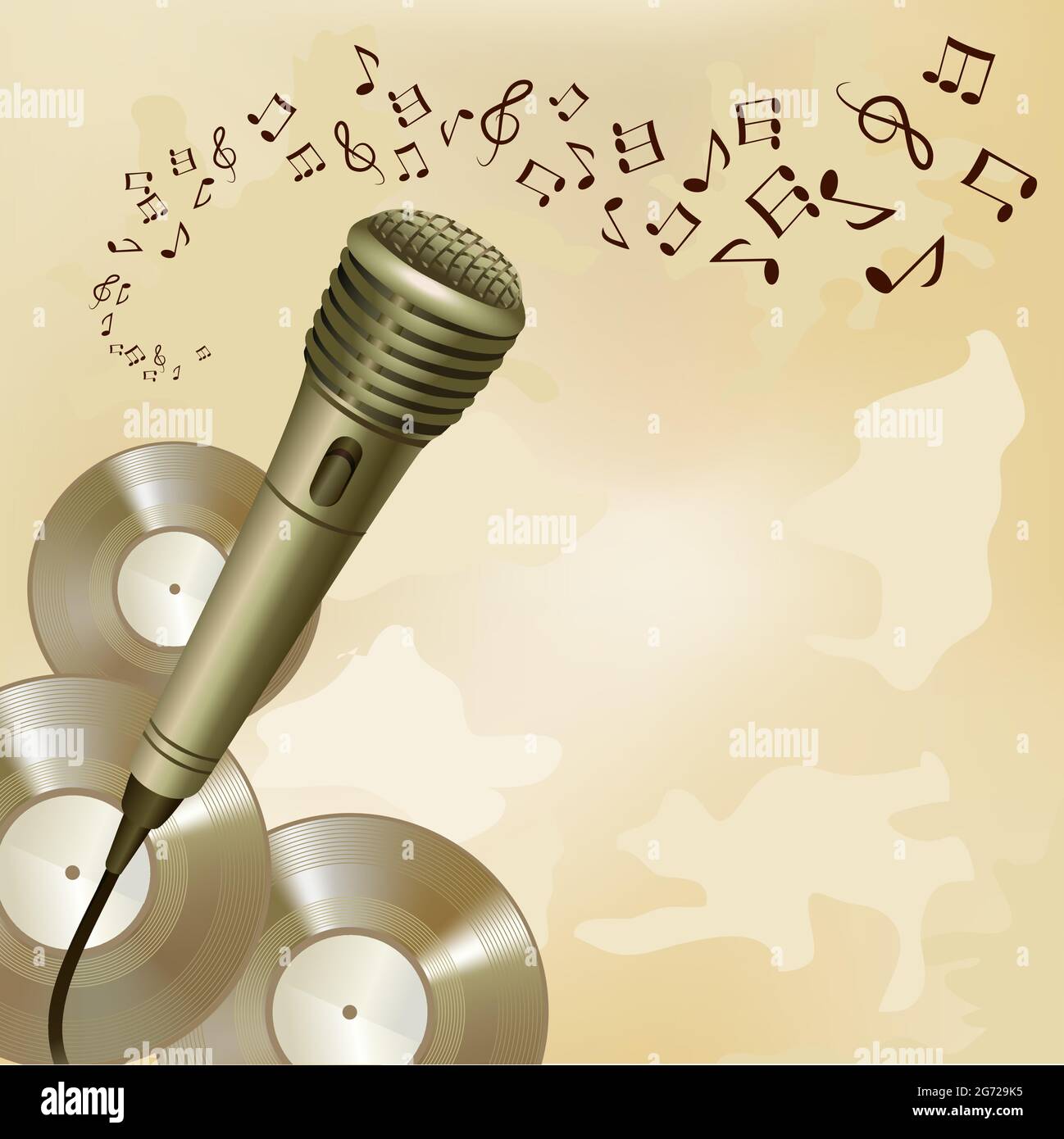 Illustration Musical Notes Microphone Stock Vector Images - Alamy